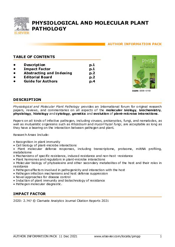 (PDF) Physiological and Molecular Plant Pathology