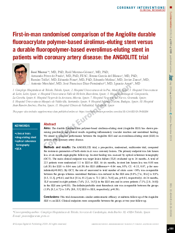 (PDF) First-in-man randomised comparison of the Angiolite durable ...