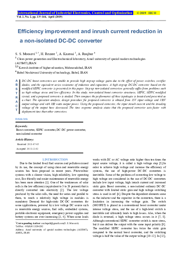 (PDF) Efficiency improvement and inrush current reduction in a non ...