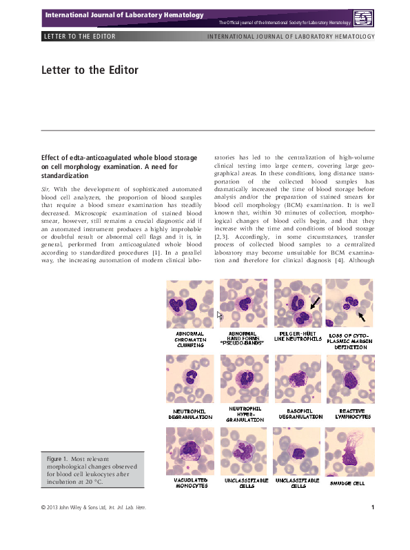 (PDF) Effect of EDTA-anticoagulated whole blood storage on cell ...