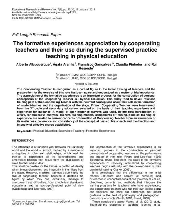 (PDF) The formative experiences appreciation by cooperating teachers ...