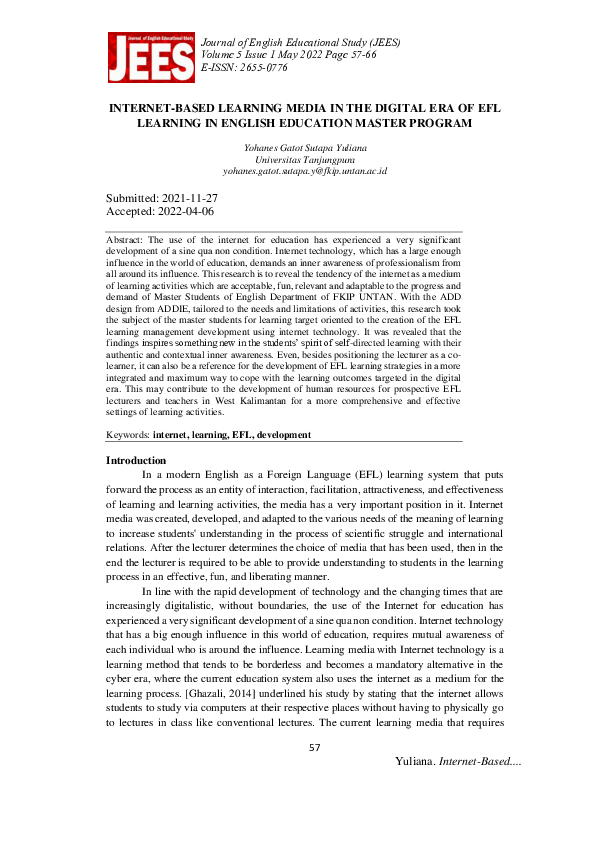 (PDF) Internet-Based Learning Media in the Digital Era of Efl Learning ...