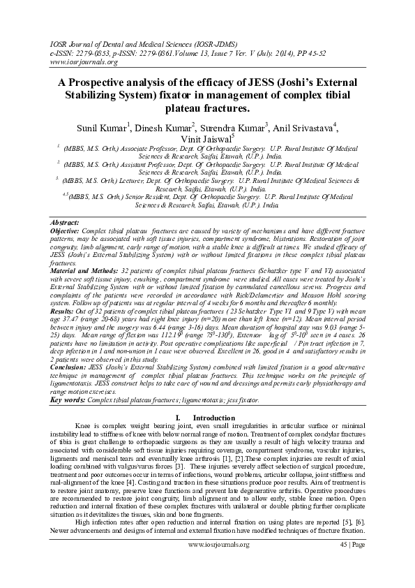 (PDF) A Prospective analysis of the efficacy of JESS (Joshi’s External ...