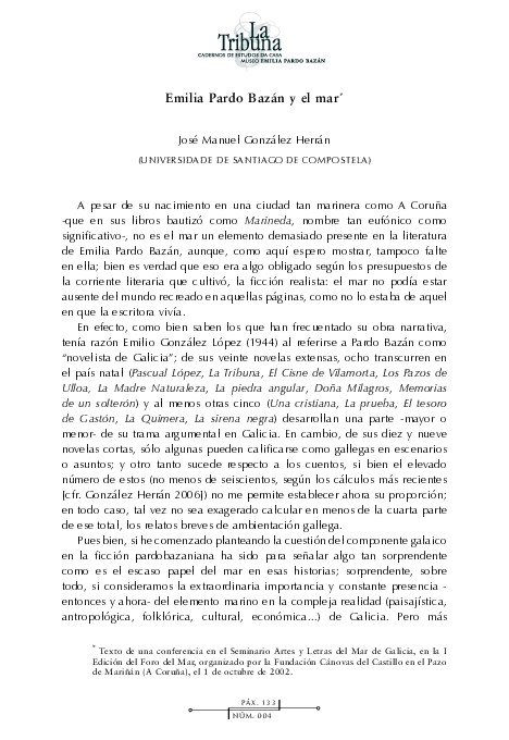 (PDF) Emilia Pardo Bazán y el mar