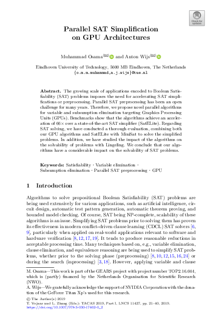 (PDF) Parallel SAT Simplification on GPU Architectures (PDF) Parallel SAT Simplification on GPU Architectures