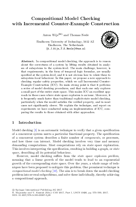 Pdf Compositional Model Checking With Incremental Counter Example Construction Anton Wijs