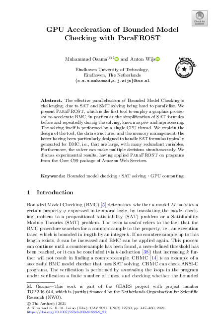 (PDF) GPU Acceleration of Bounded Model Checking with ParaFROST