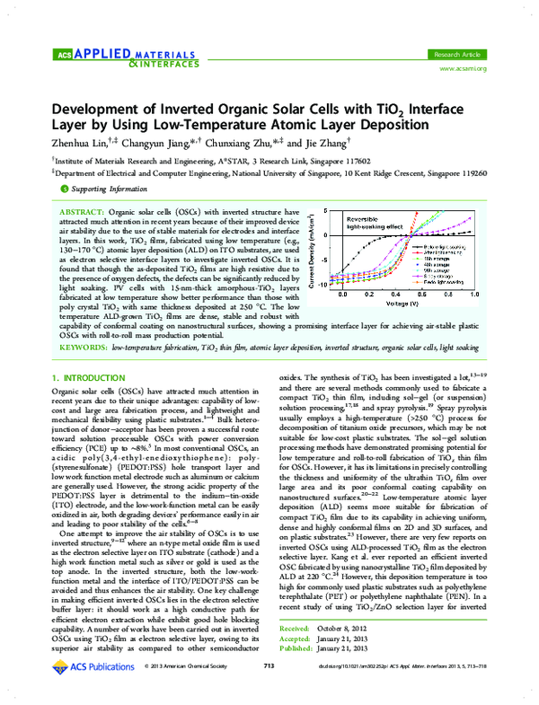 (PDF) Development of Inverted Organic Solar Cells with TiO2 Interface ...