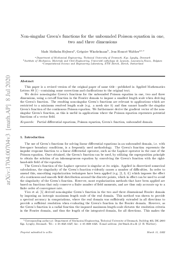 (PDF) Ju l 2 01 8 Non-singular Green ’ s functions for the unbounded ...