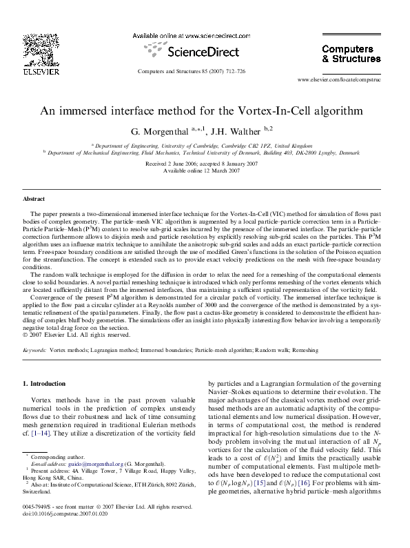 Pdf An Immersed Interface Method For The Vortex In Cell Algorithm