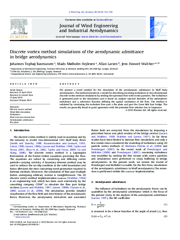 (PDF) Discrete vortex method simulations of the aerodynamic admittance ...