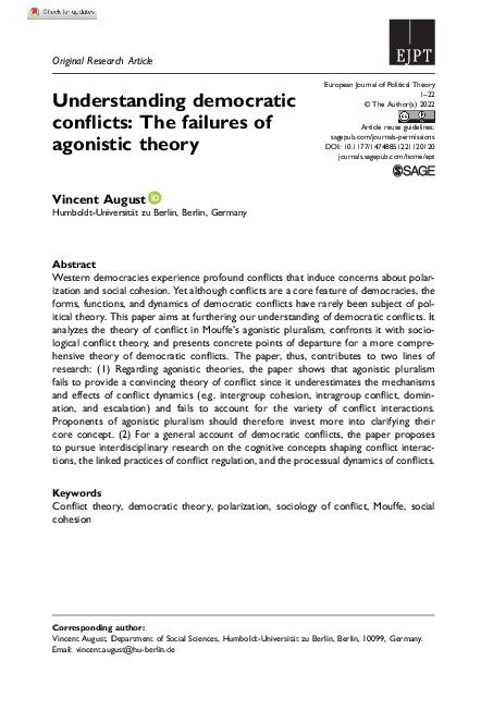 (PDF) Understanding democratic conflicts: The failures of agonistic theory