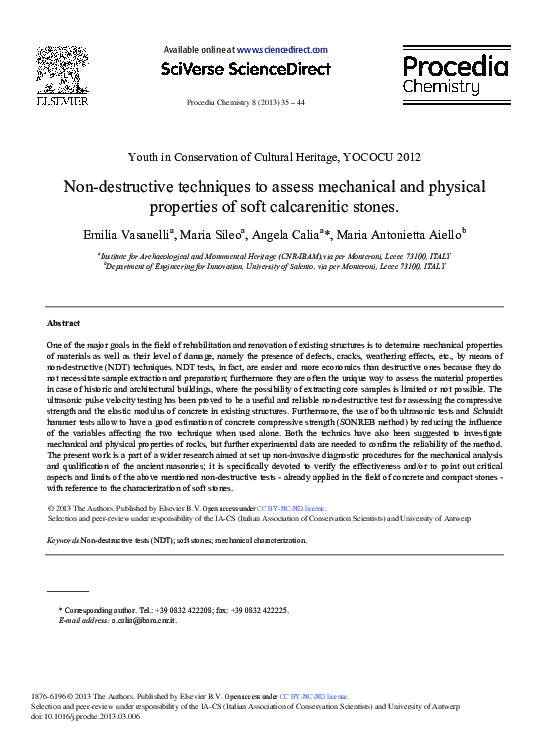 (PDF) Non-destructive Techniques to Assess Mechanical and Physical ...
