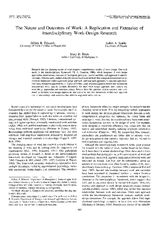 (PDF) The nature and outcomes of work: A replication and extension of ...