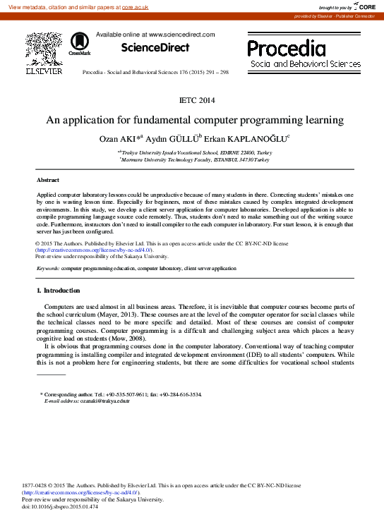 (PDF) An Application for Fundamental Computer Programming Learning