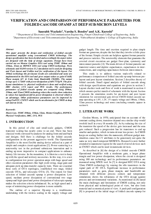 (PDF) Verification and Comparison of Performance Parameters for Folded ...