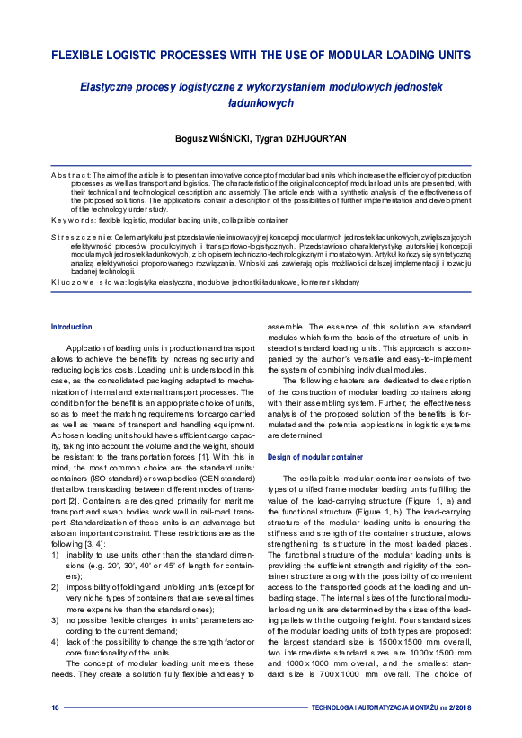 (PDF) Flexible logistic processes with the use of modular loading units