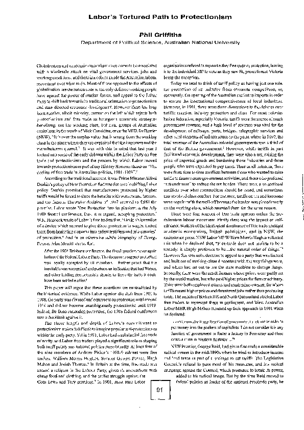 (PDF) Labor's Tortured Path to Protectionism