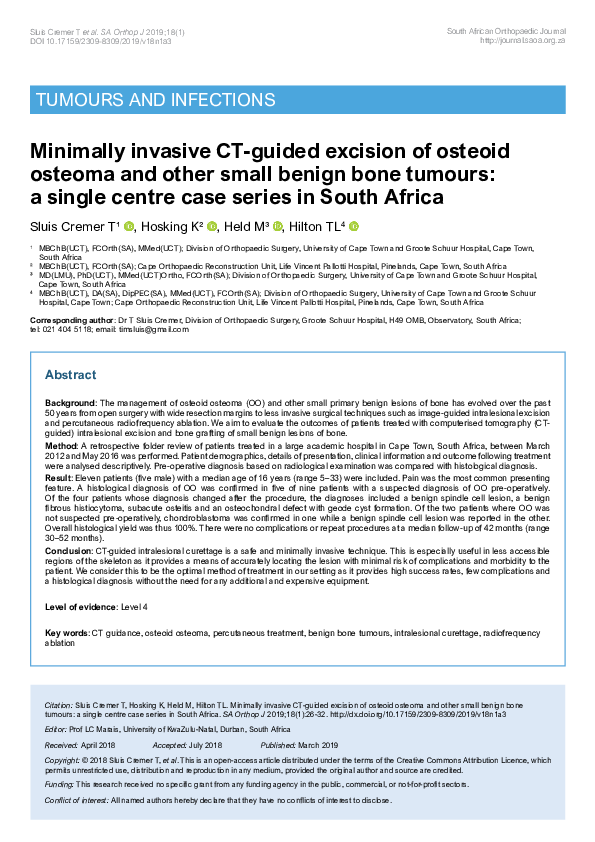 Minimally invasive CT-guided excision of osteoid osteoma and other ...