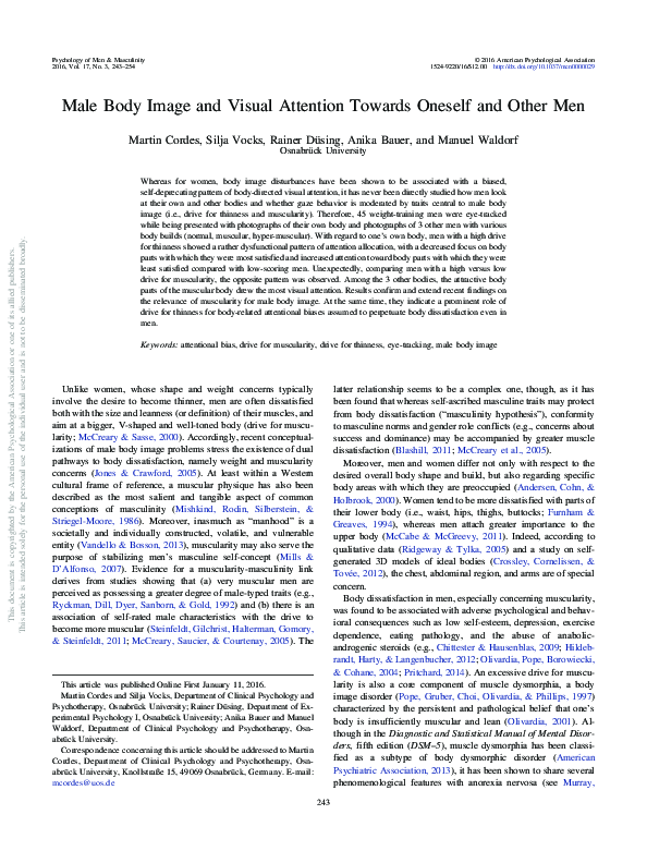 (PDF) Male Body Image and Visual Attention Towards Oneself and Other Men