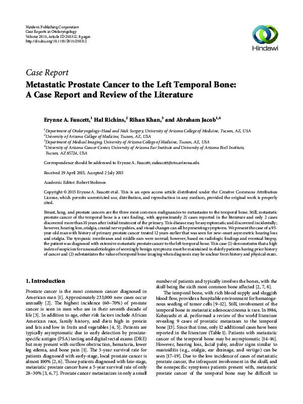 (PDF) Metastatic Prostate Cancer to the Left Temporal Bone: A Case ...