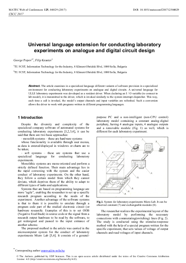 (PDF) Universal language extension for conducting laboratory ...