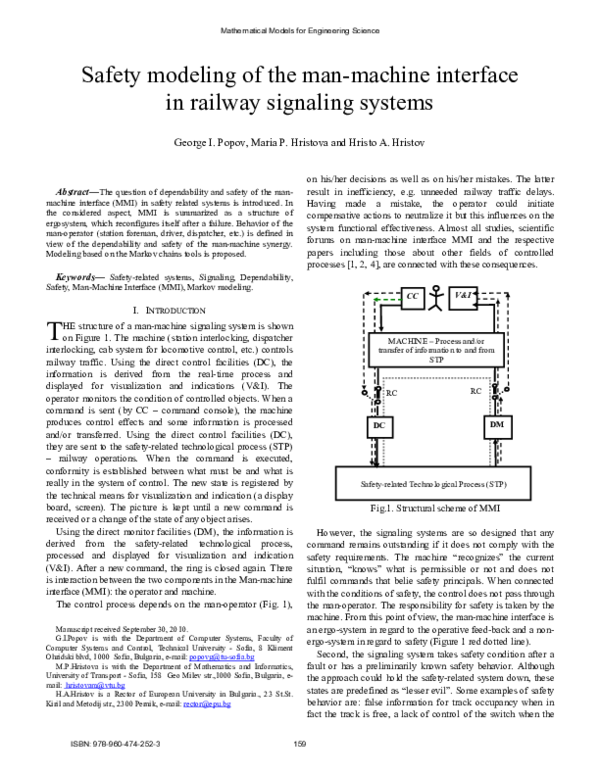 (PDF) Safety modeling of the man-machine interface in railway signaling systems