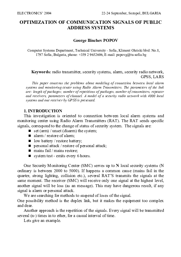 (PDF) Optimization of Communication Signals of Public Address Systems