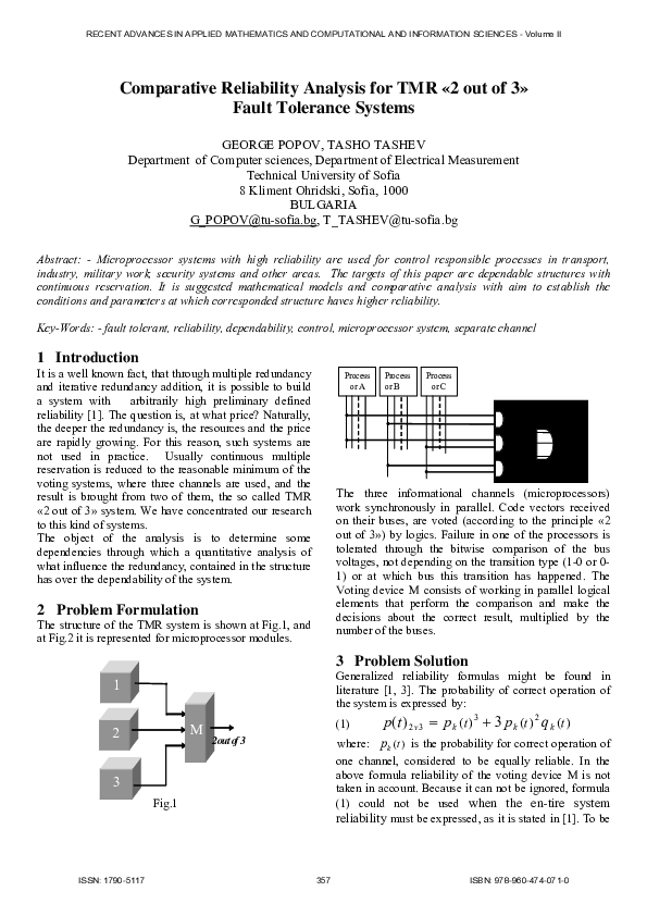 (PDF) Reliability Analysis of TMR Fault Tolerance