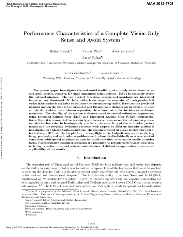 (PDF) Performance Characteristics of a Complete Vision Only Sense and ...