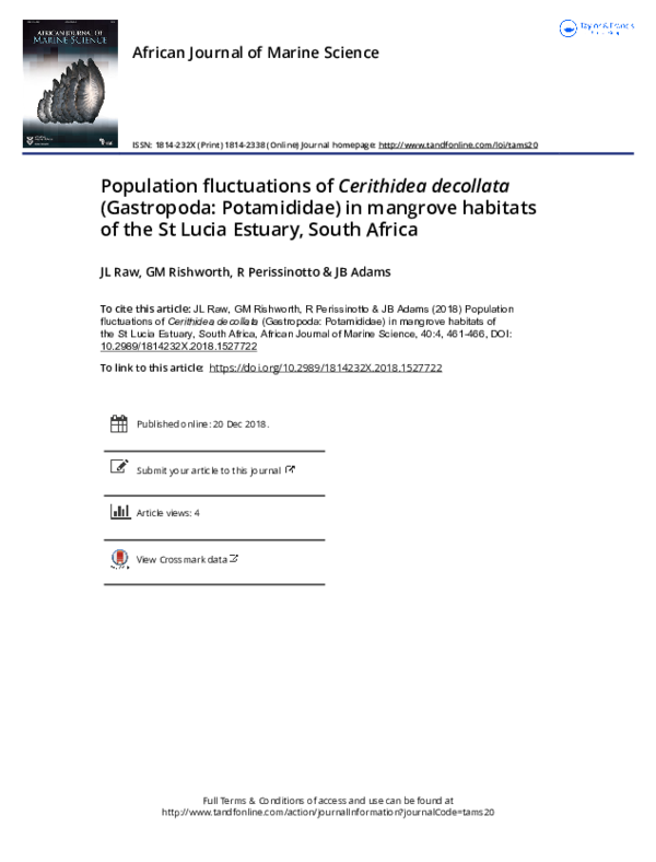 (PDF) Population fluctuations of Cerithidea decollata (Gastropoda ...