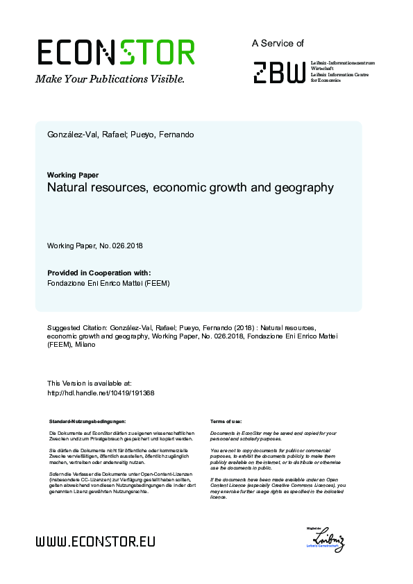 (PDF) Natural resources, economic growth and geography