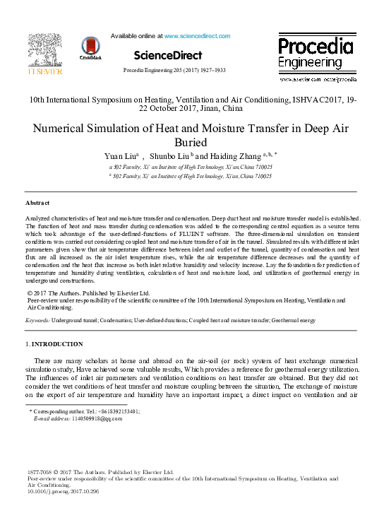 (PDF) Numerical Simulation of Heat and Moisture Transfer in System of Human-Clothing with Phase ...