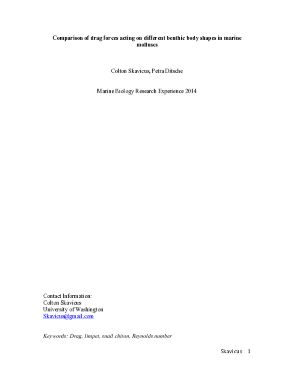 (PDF) Comparison of drag forces acting on different benthic body shapes ...
