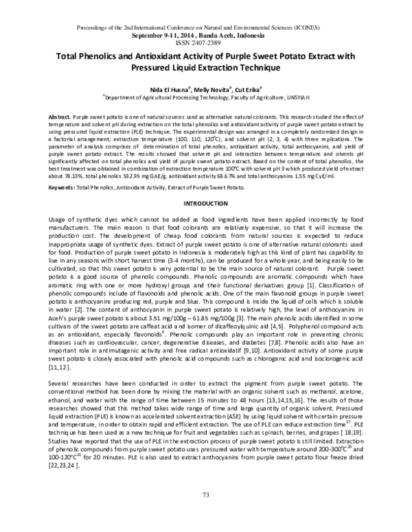(PDF) Total Phenolics and Antioxidant Activity of Purple Sweet Potato ...