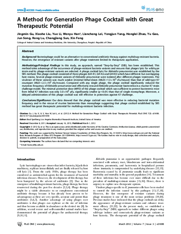 (PDF) A Method for Generation Phage Cocktail with Great Therapeutic ...