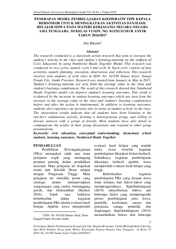 (PDF) PENERAPAN MODEL PEMBELAJARAN KOOPERATIF TIPE EXAMPLES NON ...