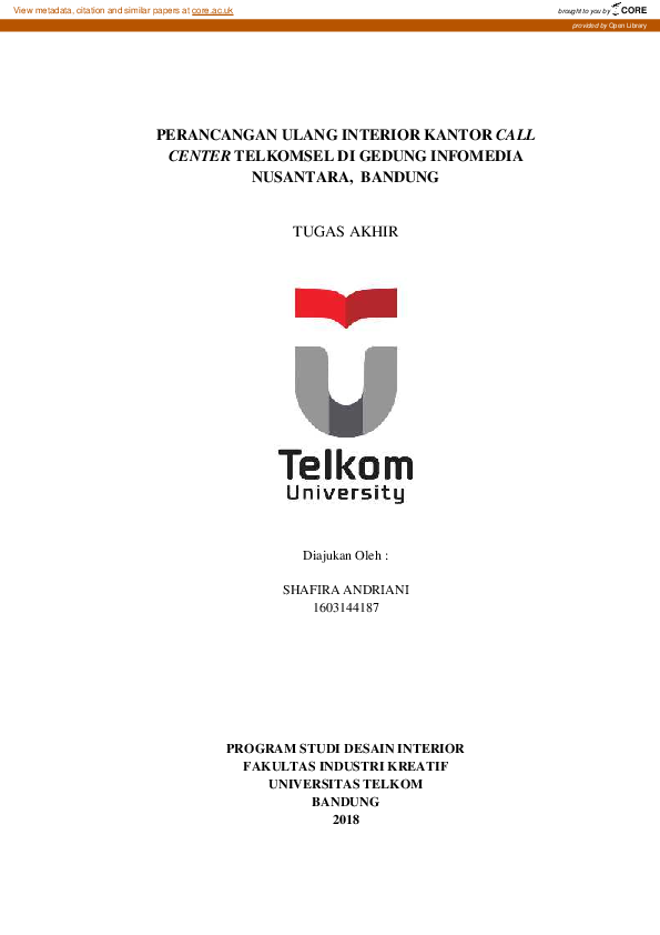 (PDF) Perancangan Ulang Interior Kantor Call Center Telkomsel DI Gedung ...
