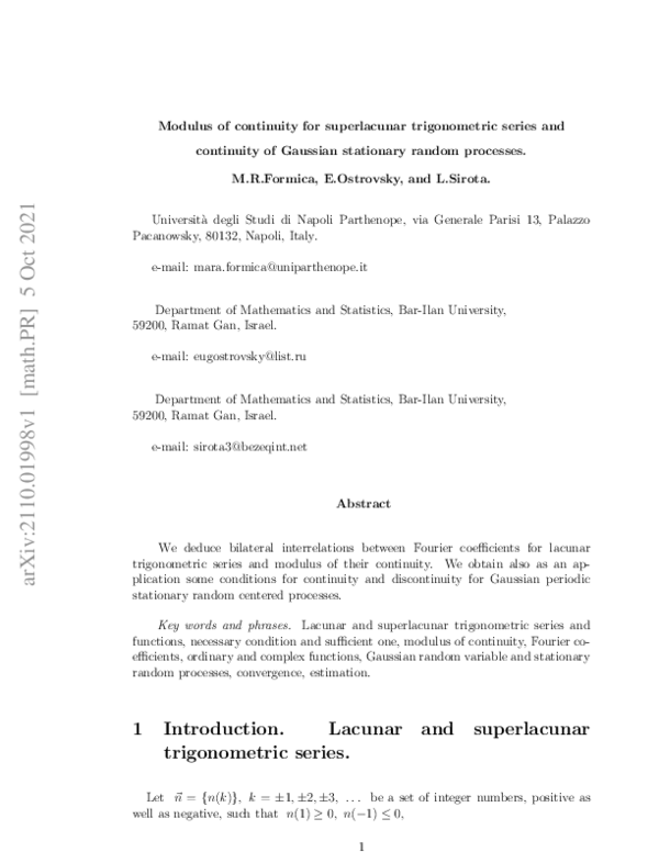 (PDF) Modulus of continuity for superlacunar trigonometric series and ...