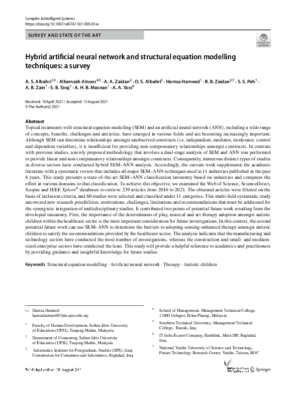 Pdf Hybrid Artificial Neural Network And Structural Equation
