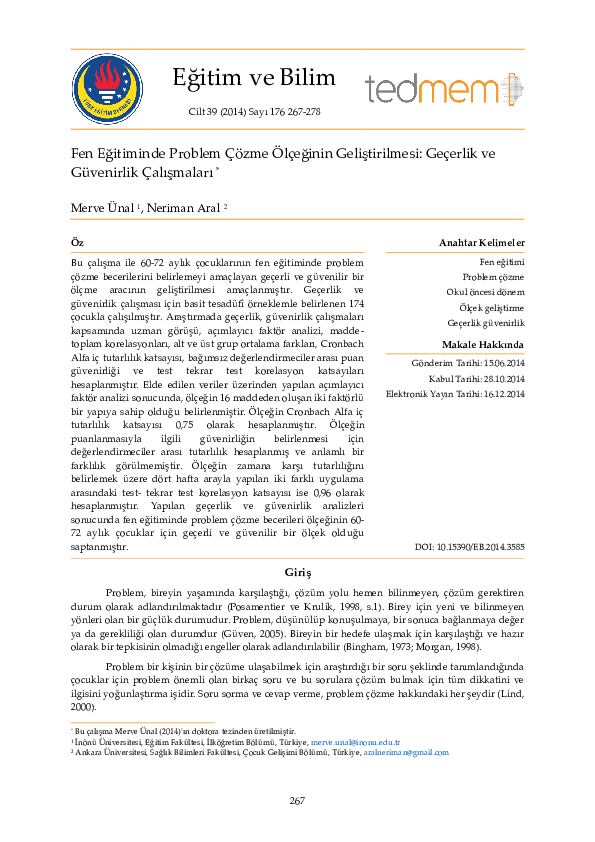 Pdf Development Of The Problem Solving Scale In Science Education Pssse The Reliability And