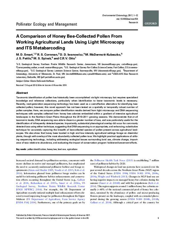 (PDF) A Comparison of Honey Bee-Collected Pollen From Working ...