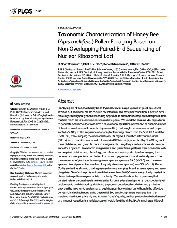 (PDF) Taxonomic Characterization of Honey Bee (Apis mellifera) Pollen ...