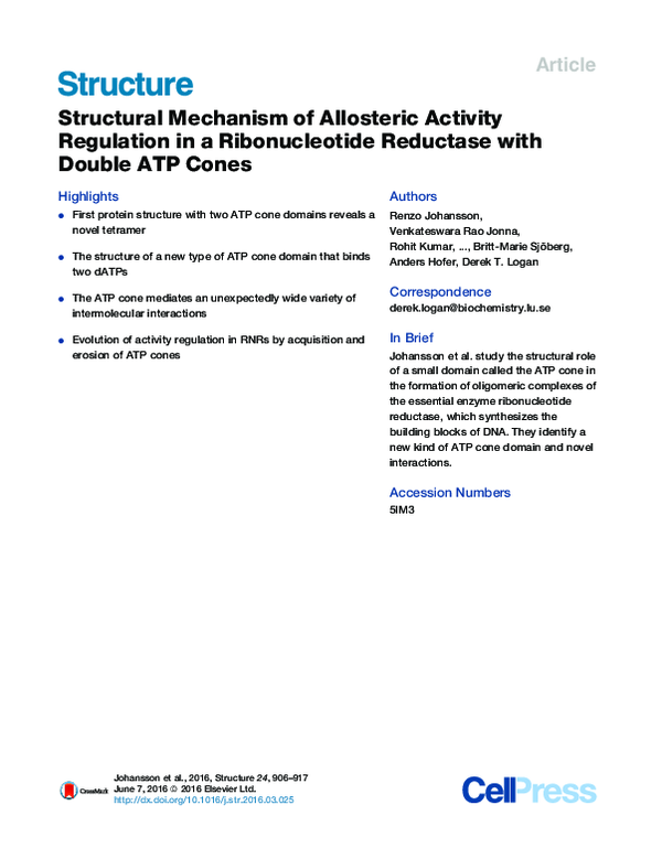 (PDF) Structural Mechanism of Allosteric Activity Regulation in a ...