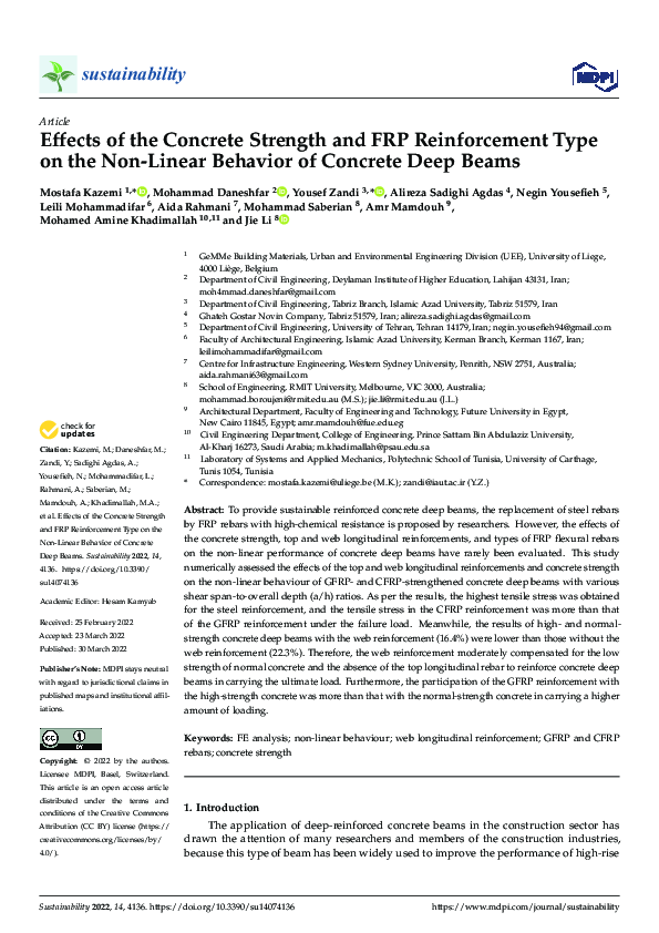 (PDF) Effects of the Concrete Strength and FRP Reinforcement Type on ...