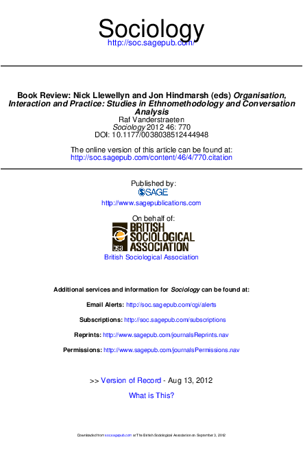 (PDF) Book review: Nick Llewellyn and Jon Hindmarsh (eds), Organization ...