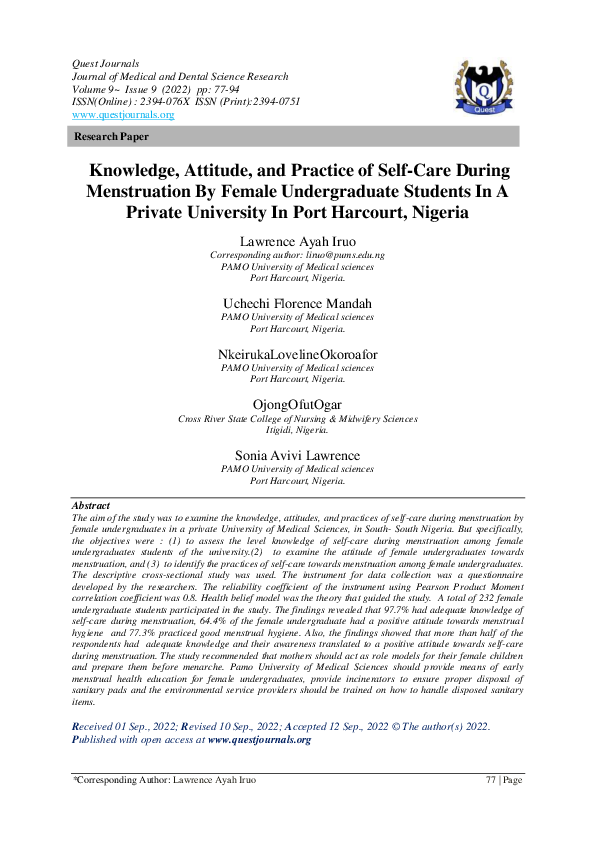 (PDF) Knowledge, Attitude, and Practice of Self-Care During ...