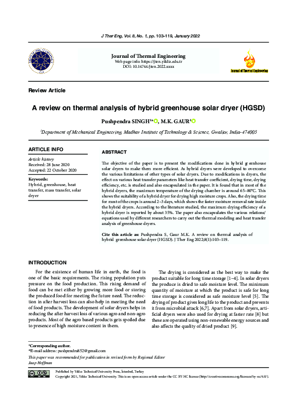 (PDF) A review on thermal analysis of hybrid greenhouse solar dryer (HGSD)