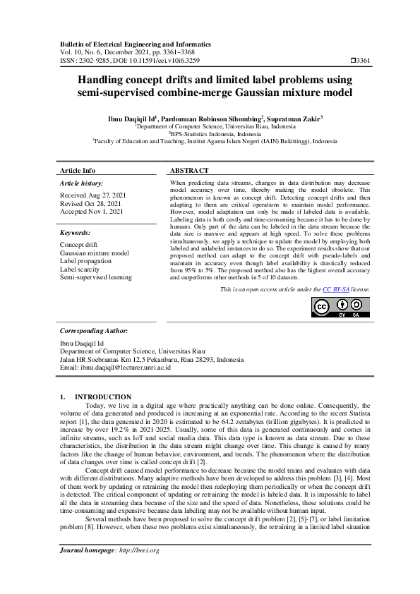 (PDF) Handling concept drifts and limited label problems using semi-supervised combine-merge ...