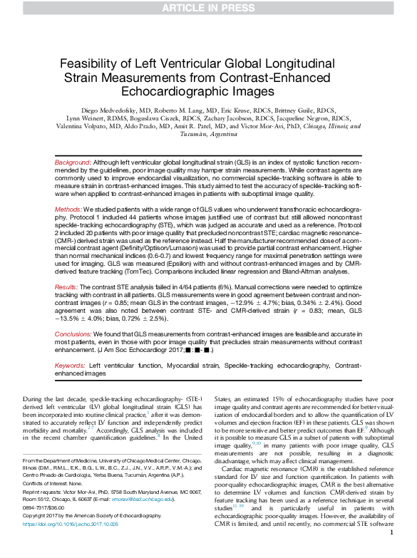(PDF) Feasibility of Left Ventricular Global Longitudinal Strain ...